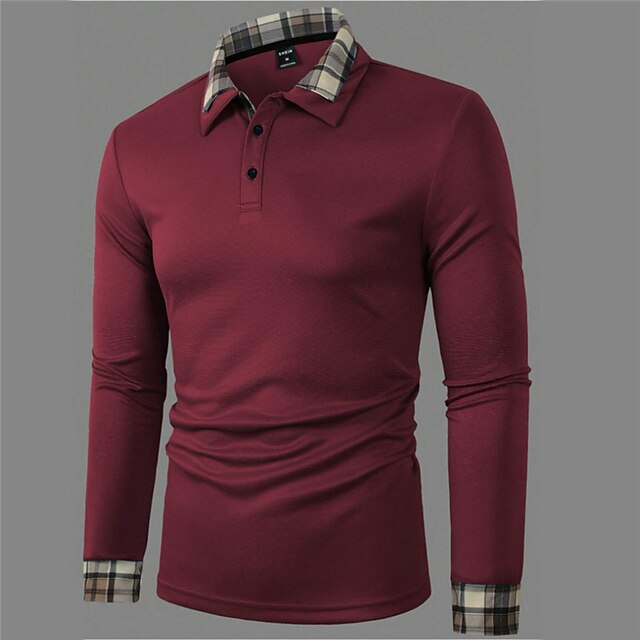 Men's Button Up Polos Polo Shirt Casual Sports Lapel Long Sleeve ...