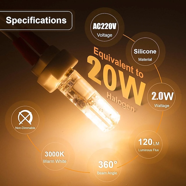 10PCS G4 LED Bulb 2W 20W Halogen Bulb Replacement G4 Double Pin Base ...