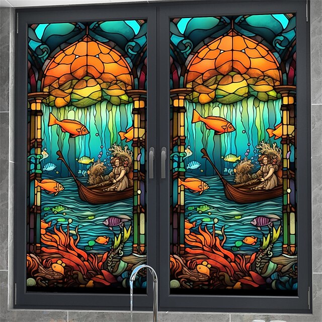 Colorful Window Stickers Stained Glass Electrostatic Removable Window ...