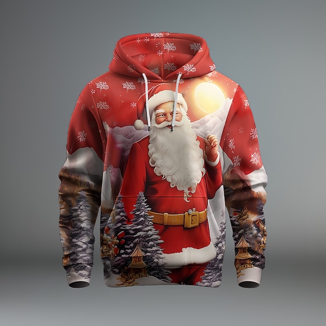 Men's Santa Claus Snowflake Christmas Pattern Hoodies Sweatshirt ...