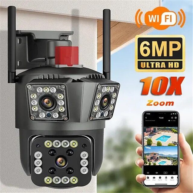Security Camera Outdoor 6MP 10X Zoom Outdoor Waterproof IP Camera ...