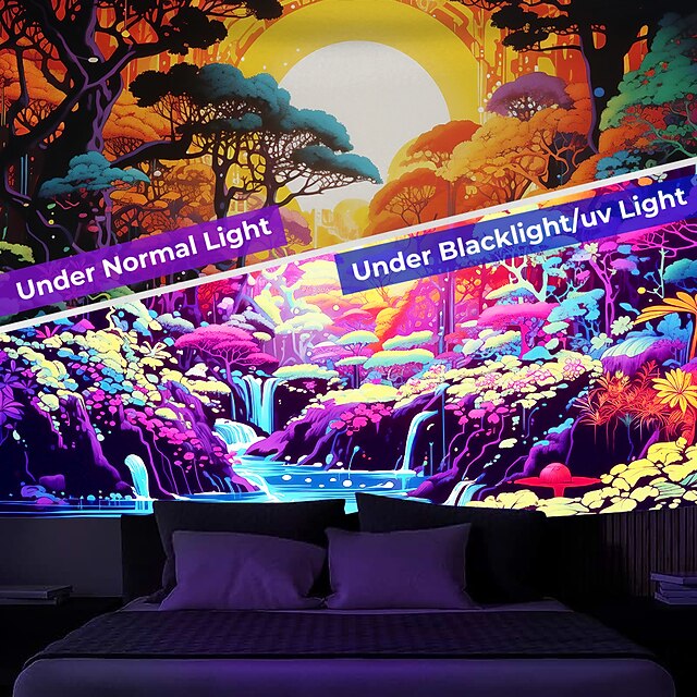 Blacklight Tapestry UV Reactive Glow in the Dark Glow Party Neon Trippy ...