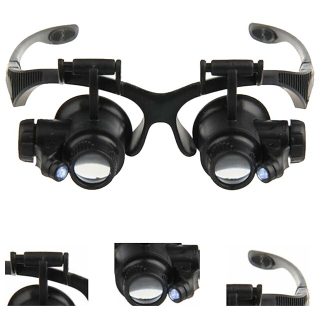 LED Lamp Jeweler Magnifier 15X 20X 25X Lens Magnifying Eye Glasses ...