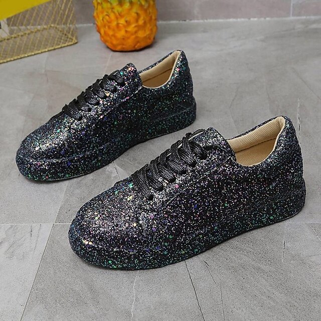 Women's Sparkly Glitter Sneakers – Comfortable Fashion Trainers for ...