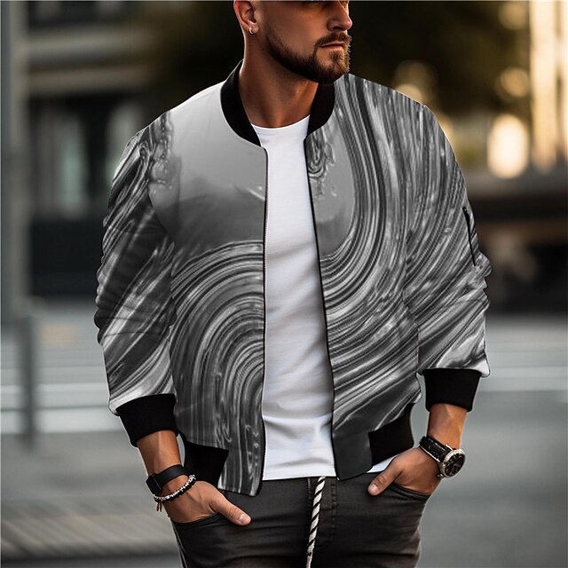 Men's Bomber Jacket Varsity Jacket Outdoor Sport Warm Pocket Fall ...