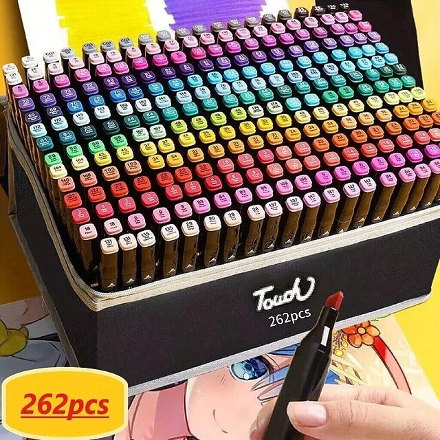 12-262 stuks kleur kunst markers dubbelzijdige schets markers set voor ...