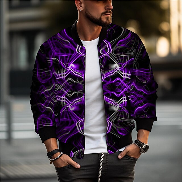 Men's Bomber Jacket Varsity Jacket Outdoor Sport Warm Pocket Fall ...