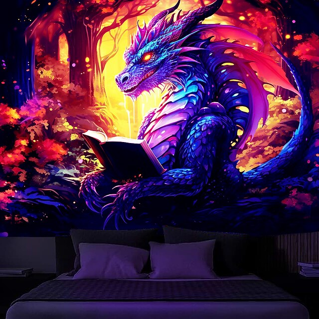 Blacklight Tapestry UV Reactive Glow in the Dark Glow Party Neon Dragon ...