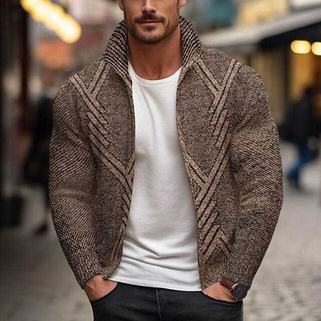 Men's Sweater Cardigan Sweater Zip Sweater Sweater Jacket Ribbed Knit ...