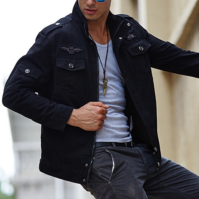 Men's Bomber Jacket Varsity Jacket Tactical Jacket Outdoor Daily Wear ...