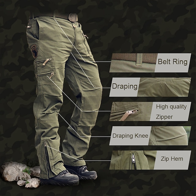 Men's Cargo Pants Tactical Pants Zip Leg Plain Comfort Breathable ...