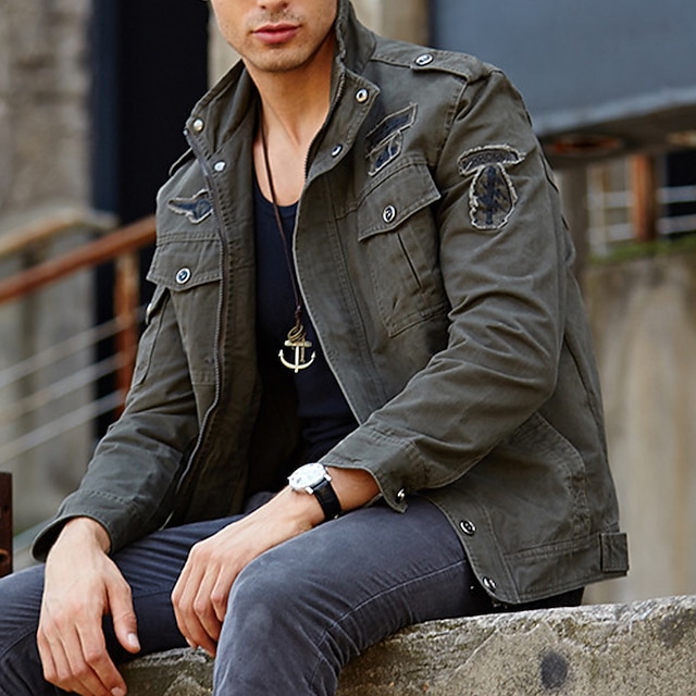 Men's Bomber Jacket Varsity Jacket Tactical Jacket Outdoor Daily Wear ...