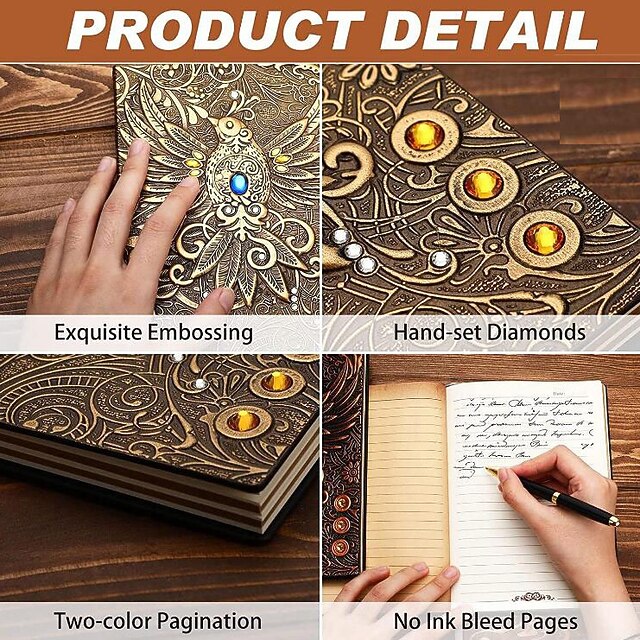 8 Types Embossed Leather Journal Diary Business Notebook Agenda Antique ...