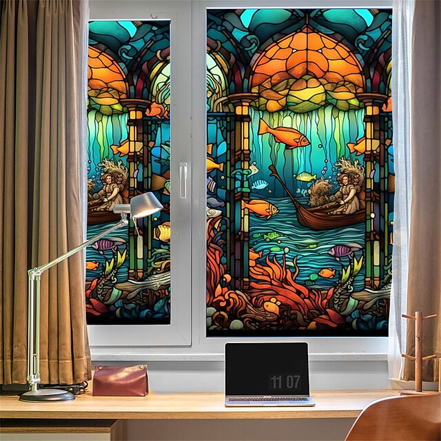 Stained Glass Window Film Colorful Window Stickers Stained Glass ...