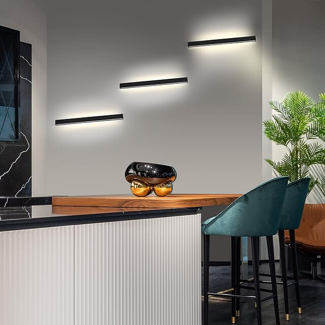 Ultrathin Up and Down LED Wall Lights Single Installation of Two Black ...