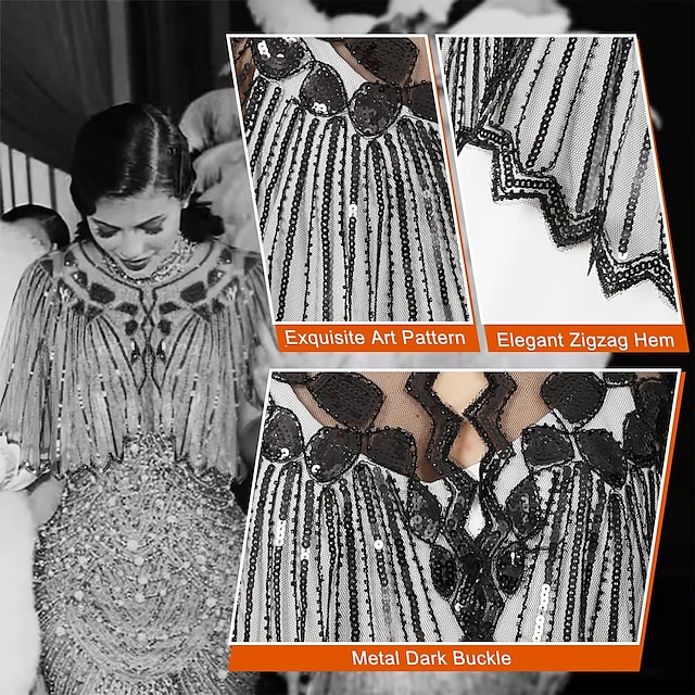 Women's 1920s Shawl Wraps Beaded Sequin Gatsby Cape Evening Bolero ...