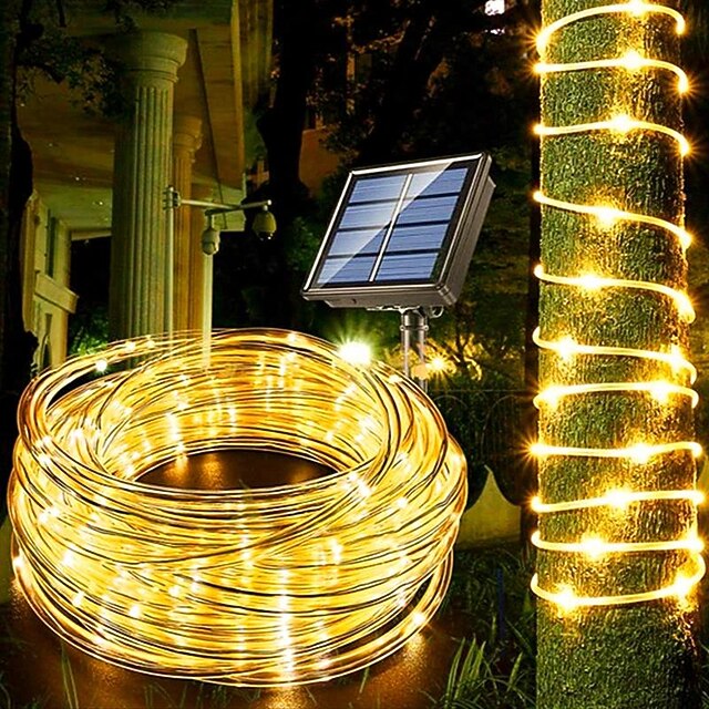 Solar Rope Lights Outdoor Waterproof Strip Lights 98.5FT 30M 300LED 8 ...
