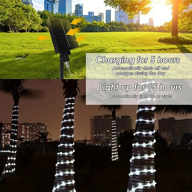 Solar LED Rope Light Outdoor Waterproof with Remote Control, 50M-500Led ...