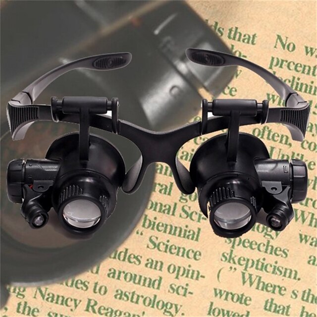 LED Lamp Jeweler Magnifier 15X 20X 25X Lens Magnifying Eye Glasses ...
