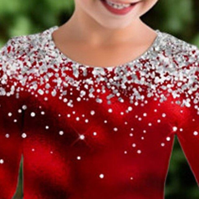 Girls' 3D Color Gradient Dress Long Sleeve 3D Print Fall Winter ...