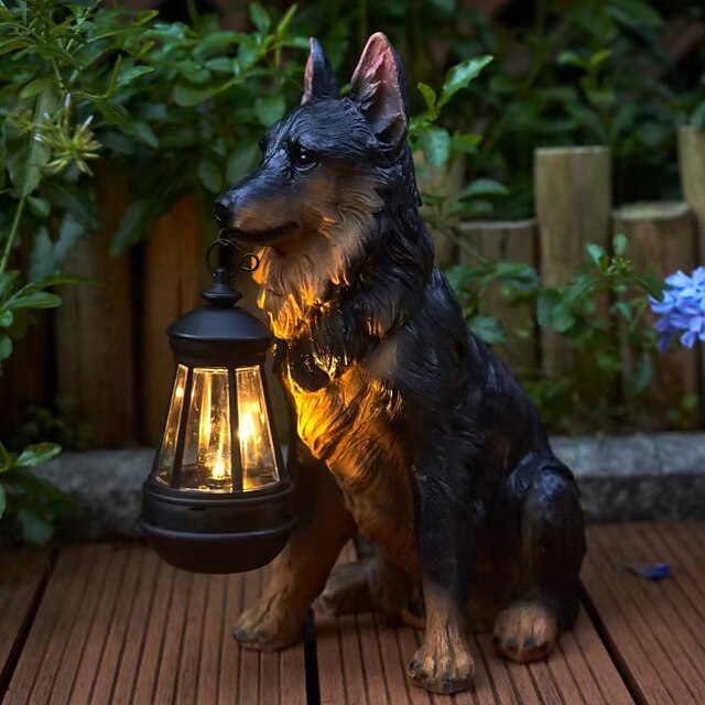 Solar Dog Lights Outdoor, Waterproof Garden Decor Solar-Powered Lawn ...