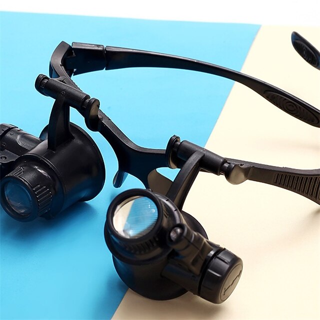 LED Lamp Jeweler Magnifier 15X 20X 25X Lens Magnifying Eye Glasses ...