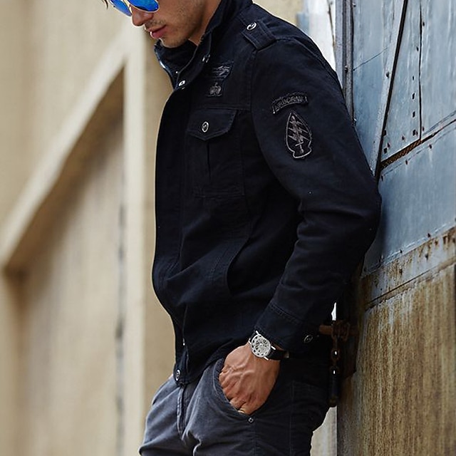 Men's Bomber Jacket Varsity Jacket Tactical Jacket Outdoor Daily Wear ...