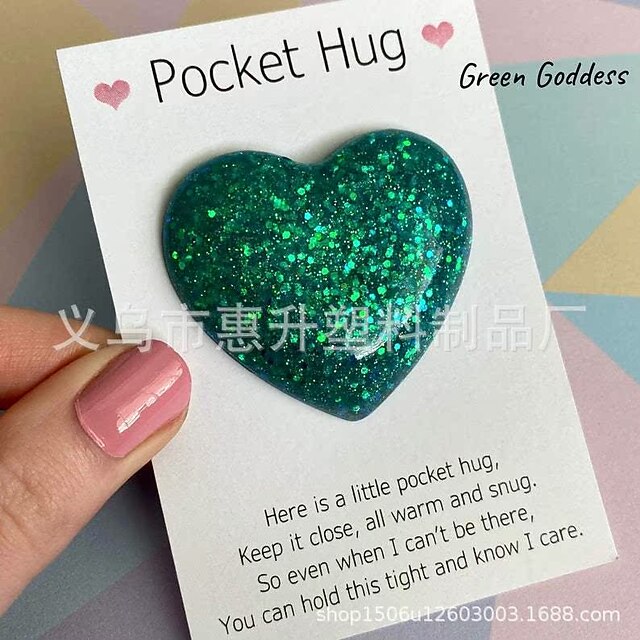 1pc, Pocket Hugging Heart Pocket Hugging Love Gift Small Hug Decoration Glass Heart Glitter ...