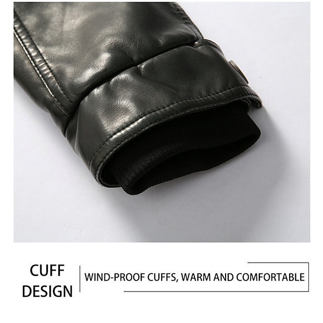 Mens Leather Jacket Motorcycle Jacket Outdoor Daily Wear Windproof Warm Pocket With Belt Fall