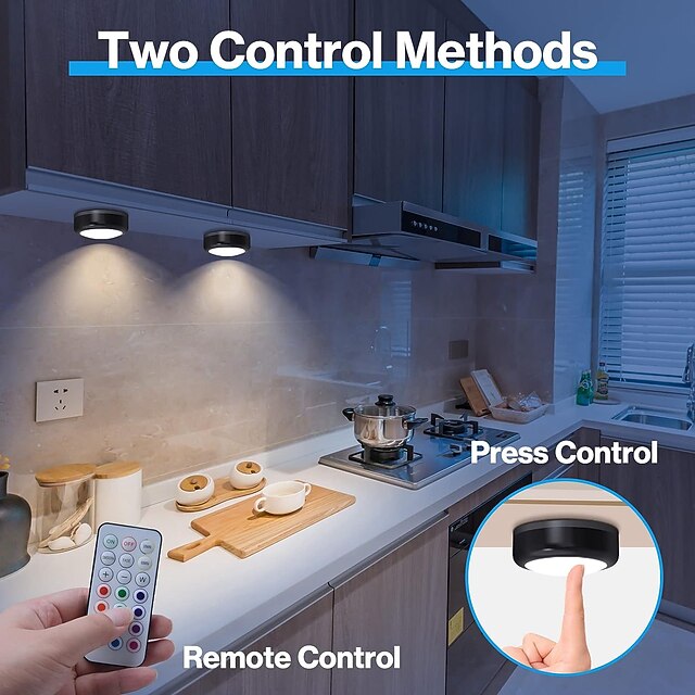 LED Puck Lights with Remote Control, Under Cabinet Lighting 13 Colors ...