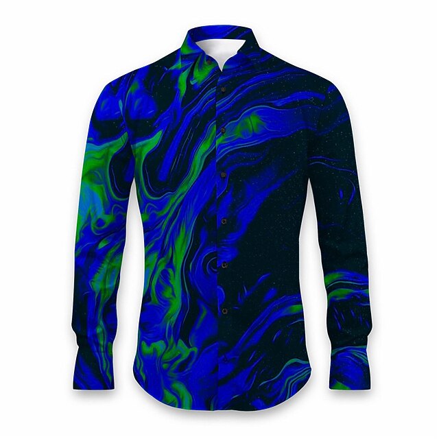 Men's Geometric Pattern Gradual Shirt Button Up Shirt Long Sleeve ...