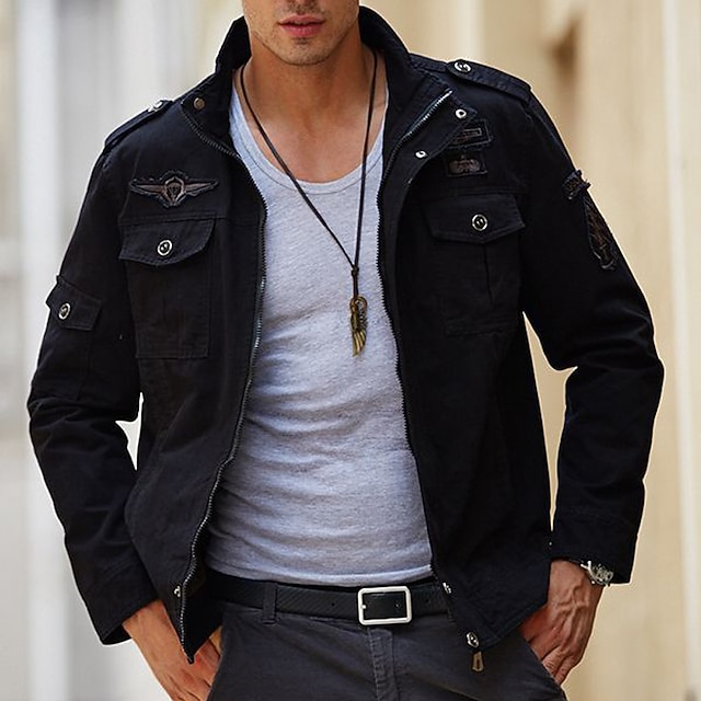 Men's Bomber Jacket Varsity Jacket Tactical Jacket Outdoor Daily Wear ...