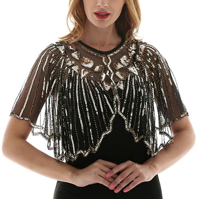 Women's 1920s Shawl Wraps Beaded Sequin Gatsby Cape Evening Bolero ...