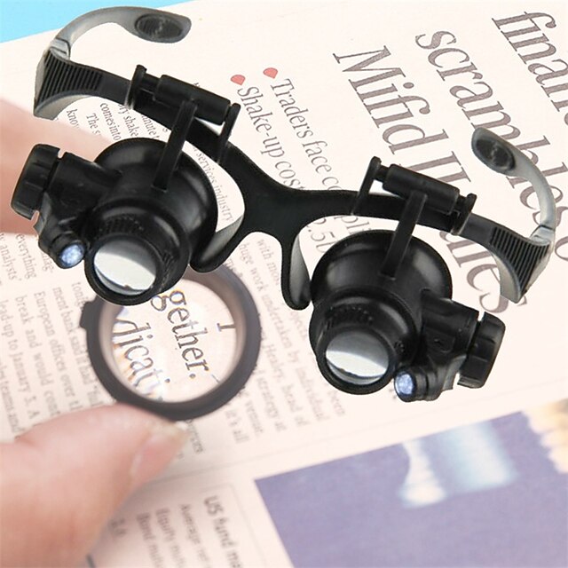 LED Lamp Jeweler Magnifier 15X 20X 25X Lens Magnifying Eye Glasses ...
