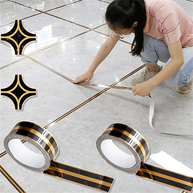 Black Gold Self Adhesive Tile Sticker Waterproof Wall Gap Sealing Tape ...