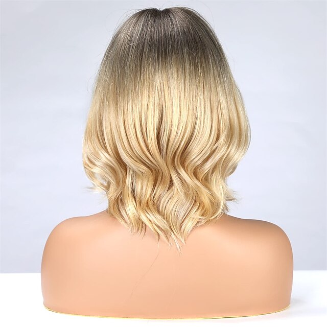 Blonde Human Hair Blend Wigs for Women and Female,Natural Ombre Hair ...