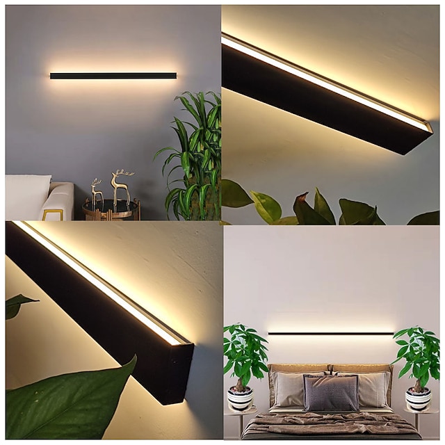 Ultrathin Up and Down LED Wall Lights Single Installation of Two Black ...