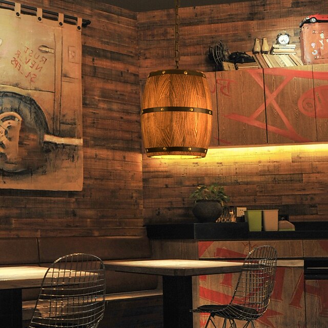 Wooden Wine Barrel Chandelier Bar Cafe Lights Vintage Rustic Wine ...