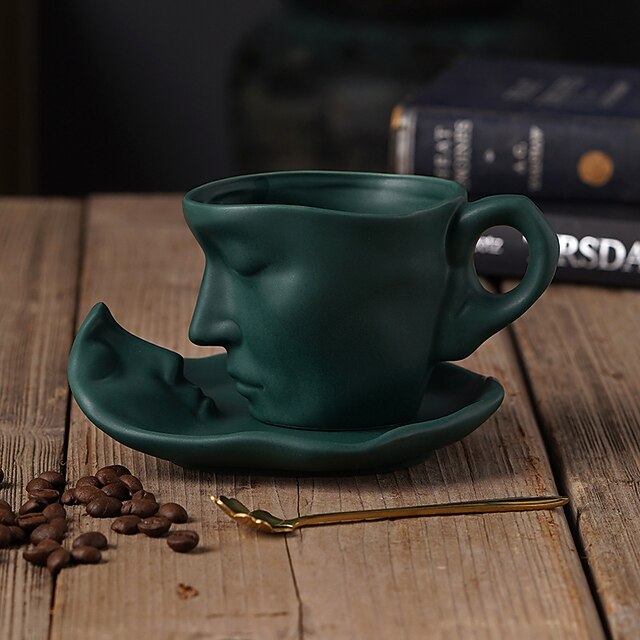 Unique Face Shaped Water Cup With Saucer, Creative Coffee Cup Set ...