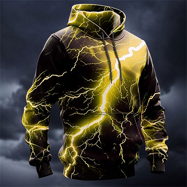 Men's Graphic Lightening Hoodie Hoodies Sweatshirt Fashion Daily Basic ...