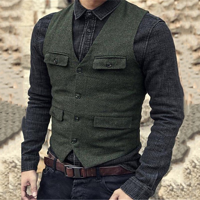 Men's Vest Waistcoat Vacation Daily Wear Going out Fashion Basic Spring ...