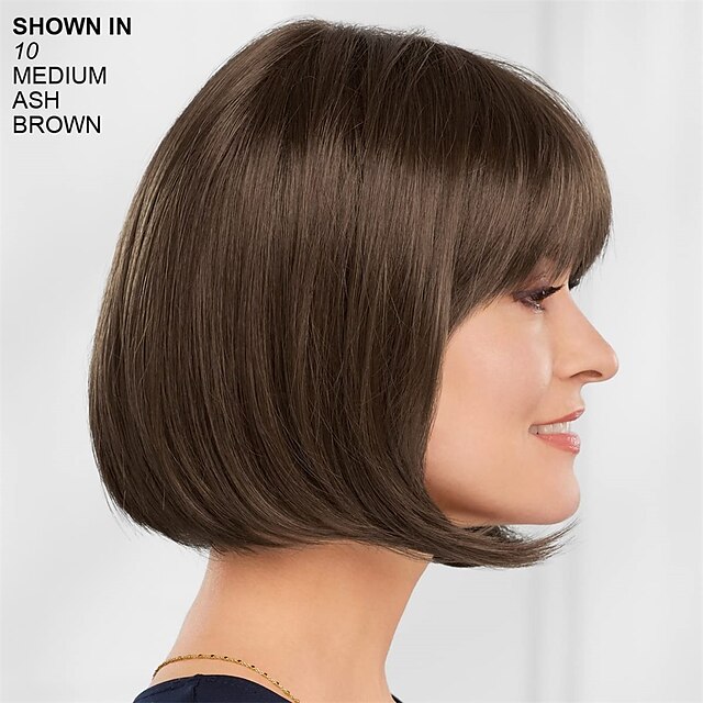 Chin Length Bob Wig With Natural Looking Crown And Flirty Bangsmulti Tonal Shades Of Blonde
