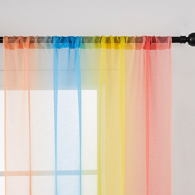 Sheer Colorful Curtains Handepo 12 Panels Rainbow Sheer Curtain ...
