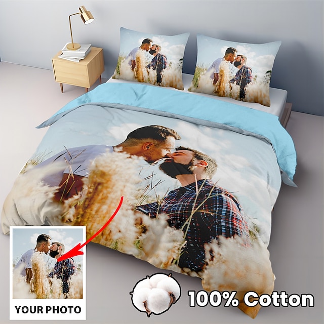 100% Natural Cotton Personalized Duvet Cover Set - Custom Printed ...