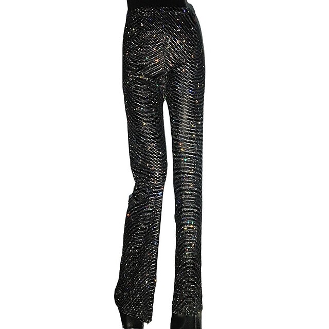 Metallic Sparkle Pants Sheer Mesh Rhinestone Cover Up Disco Solid Color ...