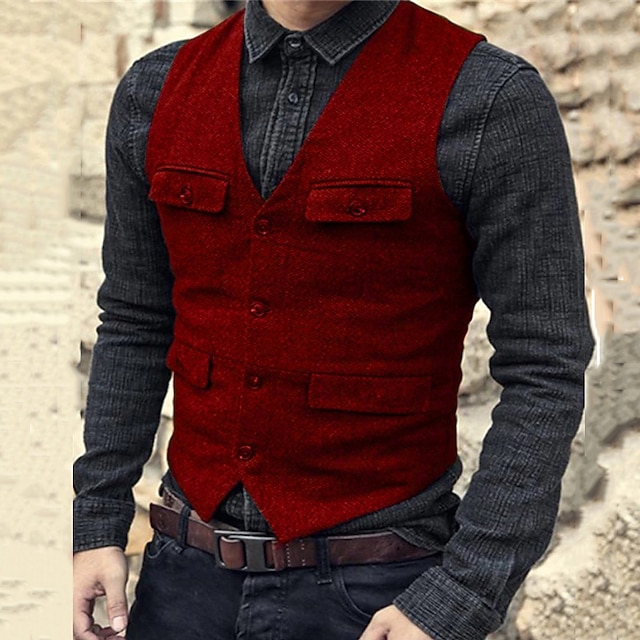 Men's Vest Waistcoat Daily Wear Vacation Going out Fashion Basic Spring ...