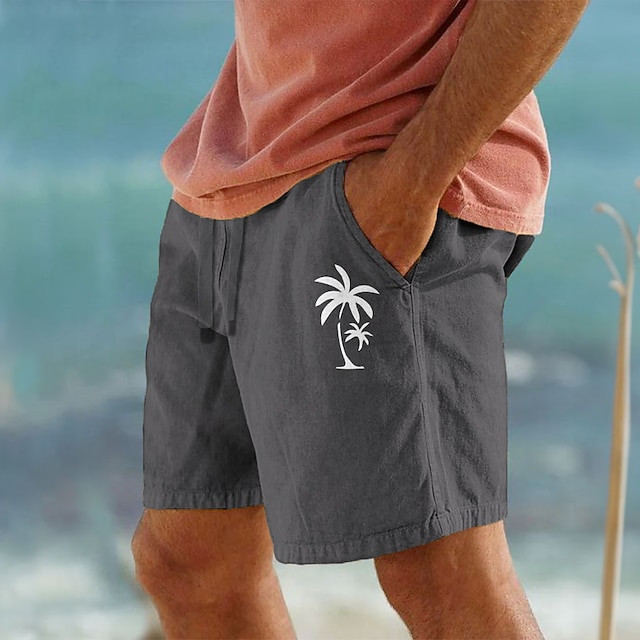 Men's Graphic Coconut Tree Shorts Summer Shorts Beach Shorts Mid Waist ...