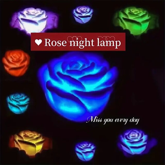 LED Rose Night Light Holiday Party Light Rose Valentine's Day Wedding ...