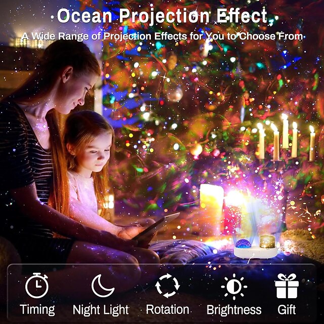 Ocean Light Projector Jellyfish Lamp 360 Degree Rotating Night Lights ...