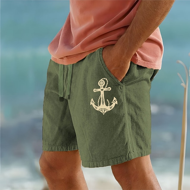 Men's Anchor Shorts Summer Shorts Beach Shorts Mid Waist Hawaiian ...